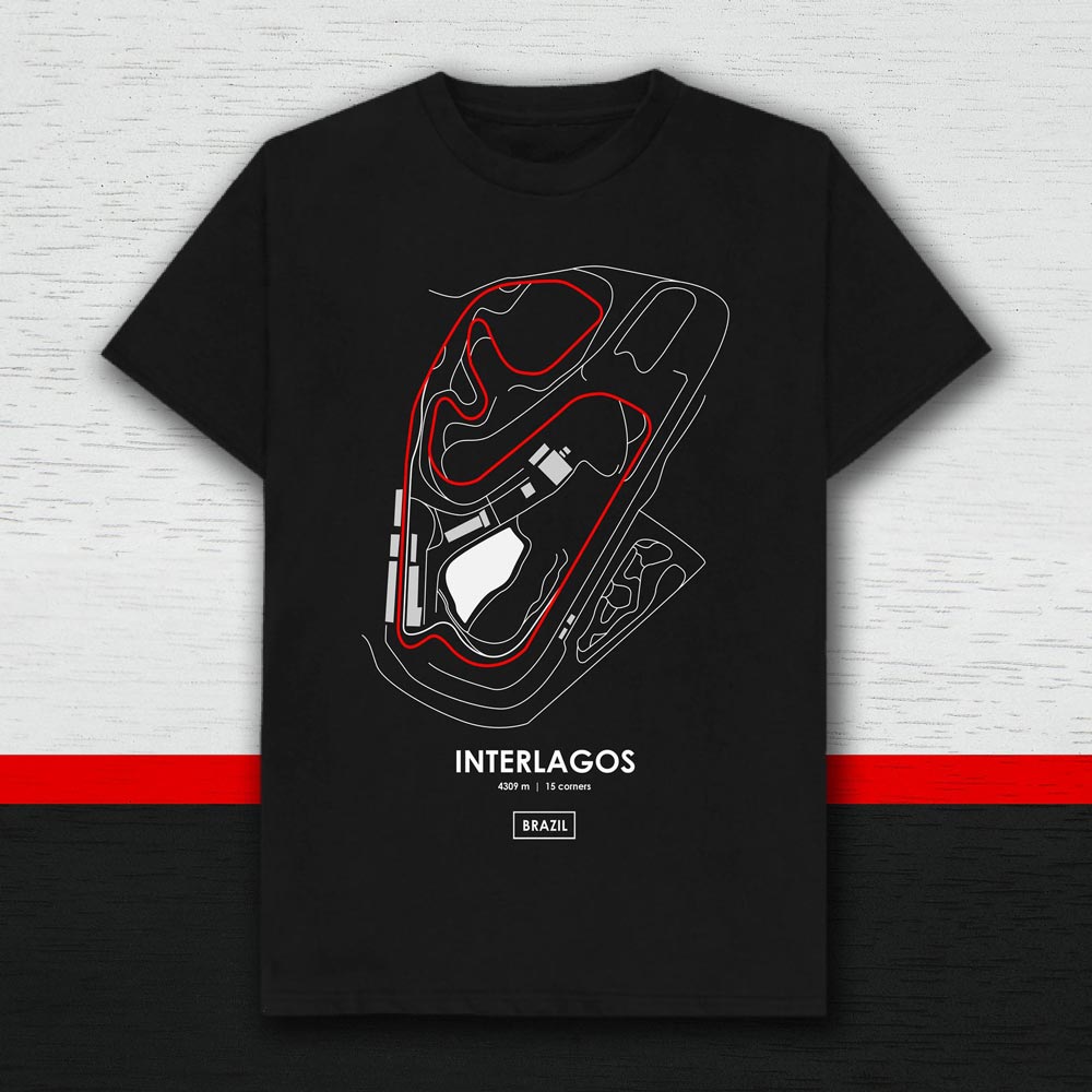 Interlagos Brazil Racing Track T-Shirt (Black)